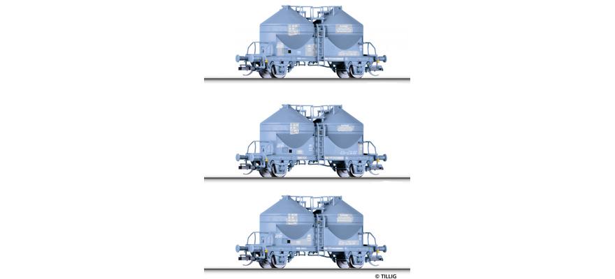 Tillig 01058 1058 Freight car se of the DR with three silo cars Ucs-v ...